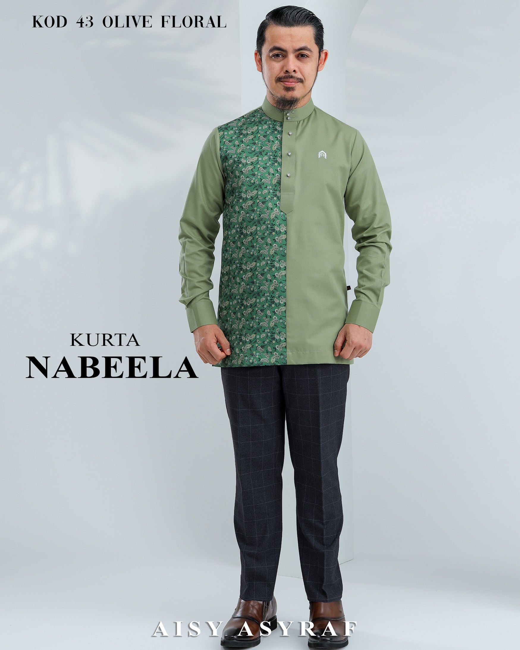 Kurta Nabeela Raya - Kod 43 (Olive Floral) - NEW RELEASE – Aisy Asyraf ...